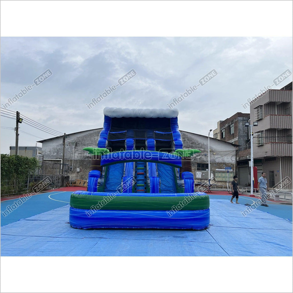 Inflatable Water Slide Sea Color Giant Blow Up Water Slide Beach Theme ...