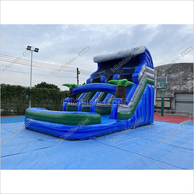 Inflatable Water Slide Sea Color Giant Blow Up Water Slide Beach Theme ...