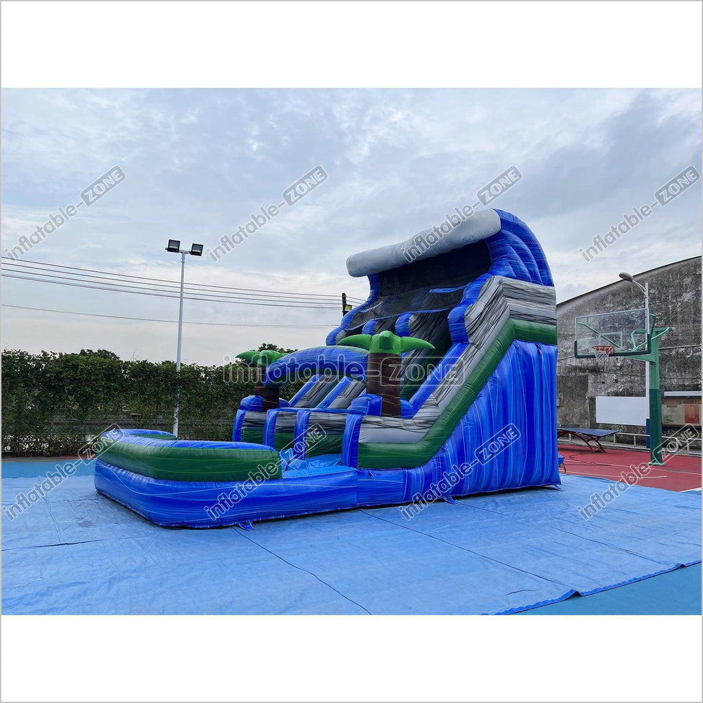 Inflatable Water Slide Sea Color Giant Blow Up Water Slide Beach Theme ...
