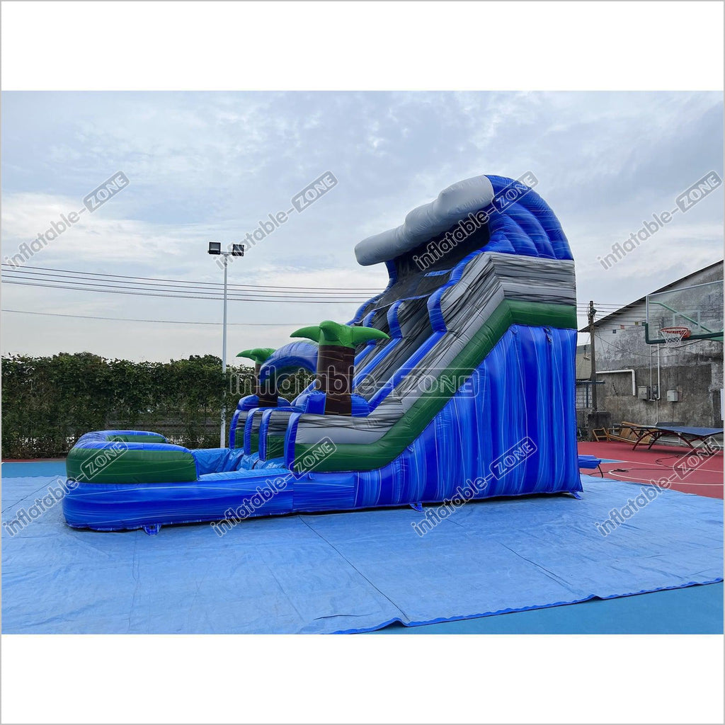 Inflatable Water Slide Sea Color Giant Blow Up Water Slide Beach Theme