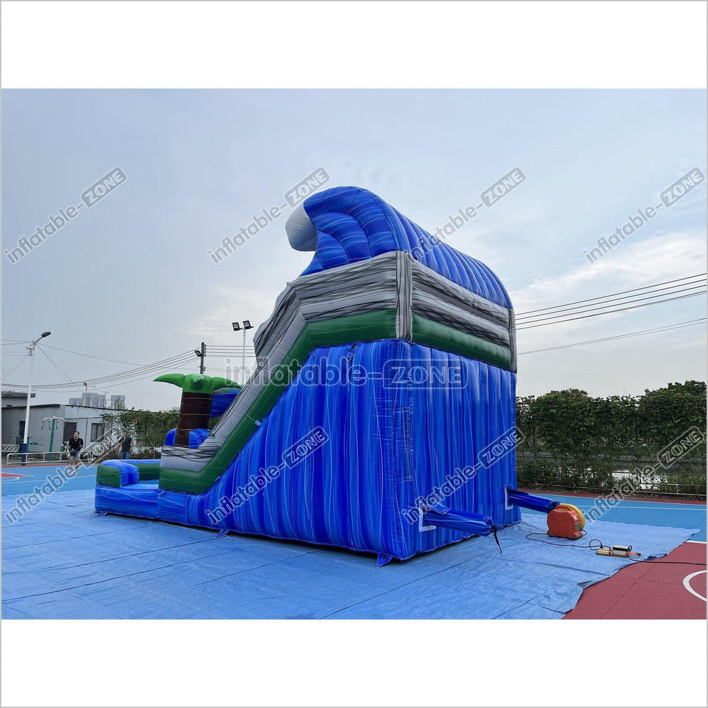 Inflatable Water Slide Sea Color Giant Blow Up Water Slide Beach Theme ...