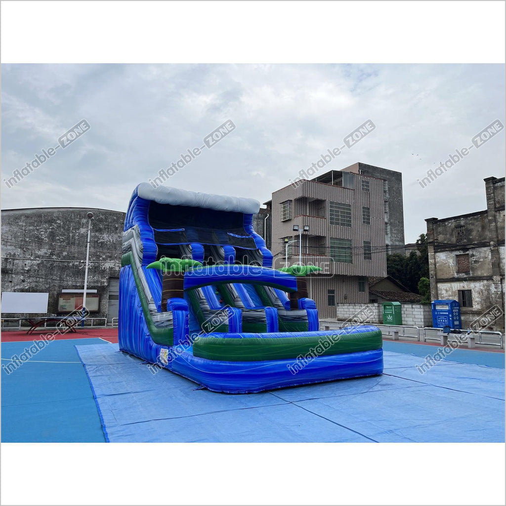 Inflatable Water Slide Sea Color Giant Blow Up Water Slide Beach Theme ...