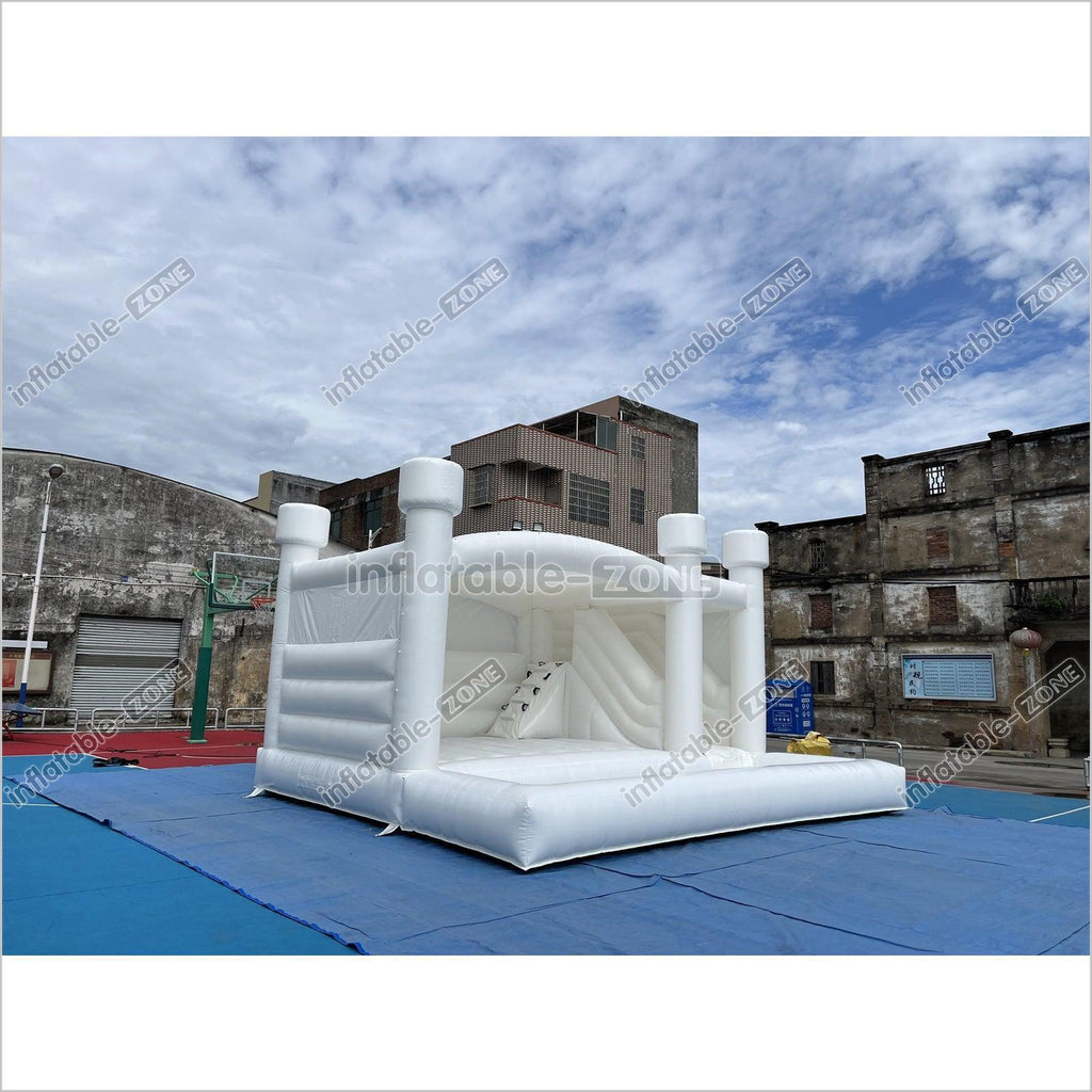 Inflatable White Bounce Castle With Slide Inflatable Water Balloon Poo ...