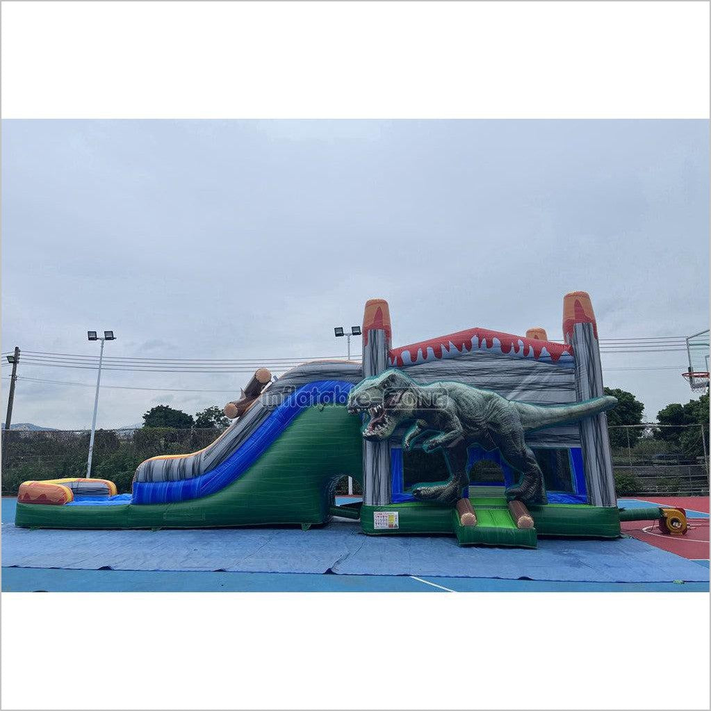 Dinosaur Water Inflatable Commercial Bounce House Wet Dry Combo Bouncy