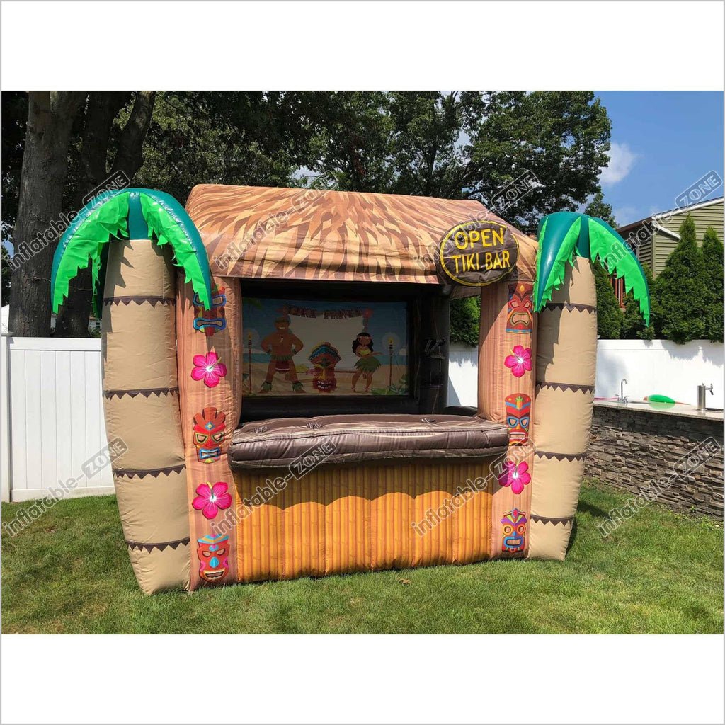 Inflatable Tiki Bar for Pool Party Blow Up Open Tiki Bar