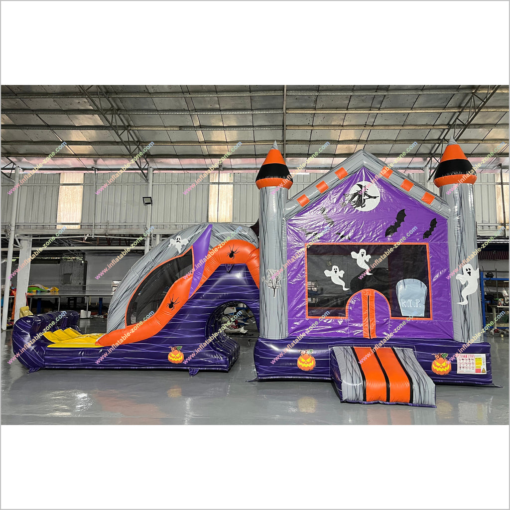 Inflatable Bounce House With Slide Spooky Halloween Places Haunted Hou