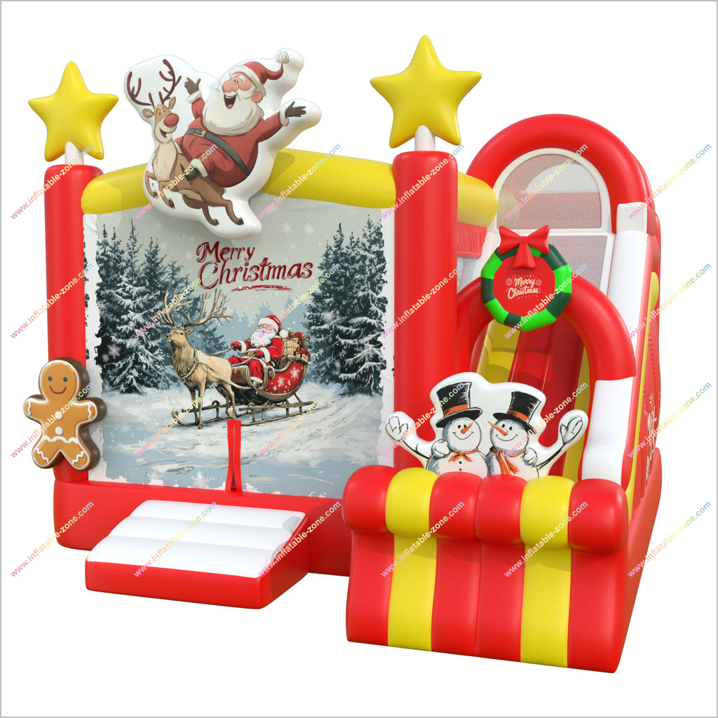 Inflatable Christmas House Moonwalk Slide Combo Inflatable Tiny House