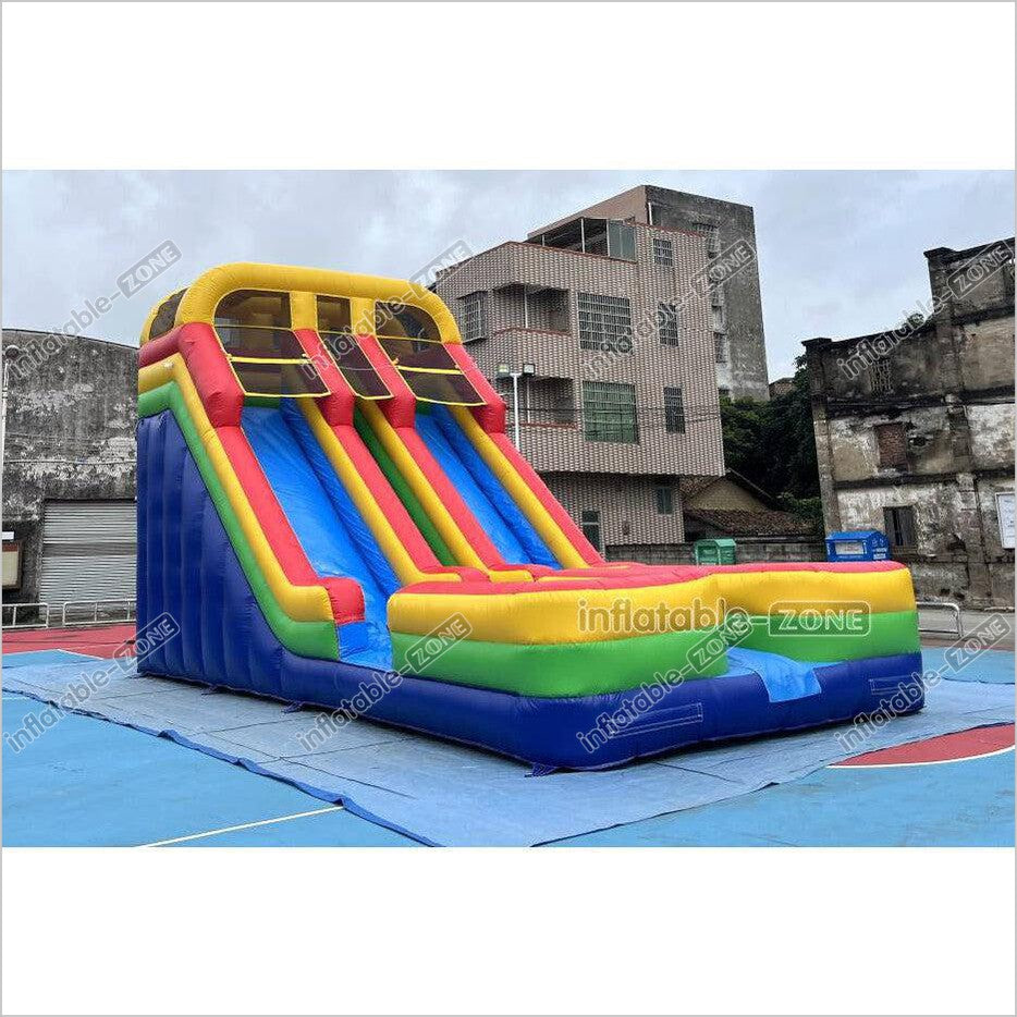 Giant Inflatable Double Lane Dry Slide Blow Up Bouncy Jumping Castle S