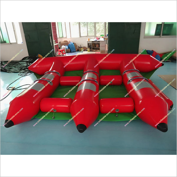Inflatable Fly Fishing Boat Water Play Game Towable Banana Boat Tube F