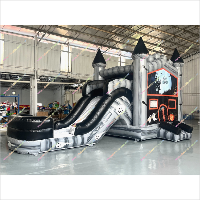 Inflatable Haunted House Halloween Bounce Water Slide Combo Happy Hop