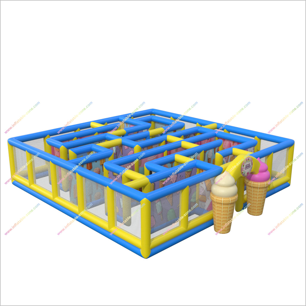 Happy Delicious Inflatable Ice Cream Maze Fun Obstacle Games Laser Tag
