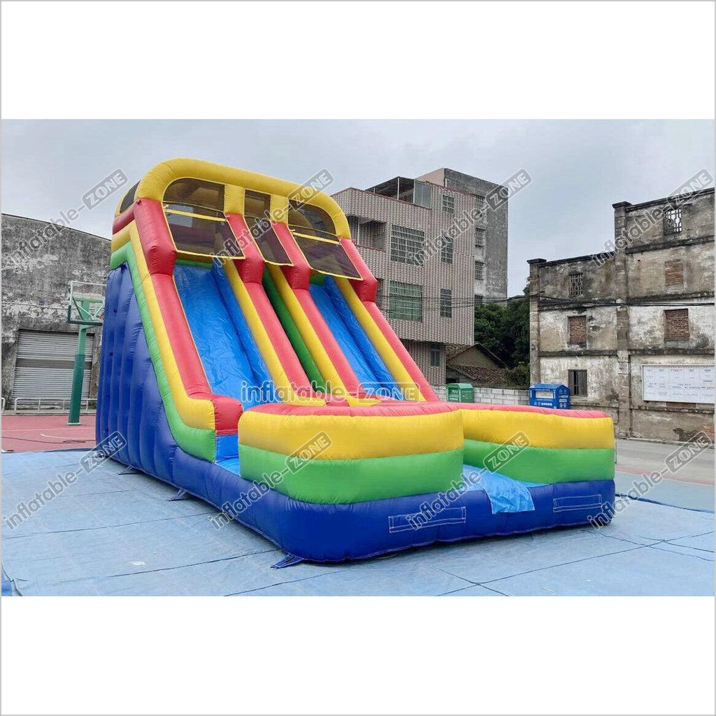 Colorful Giant Inflatable Slide Double Lanes Inflatable Kids Slides Bo