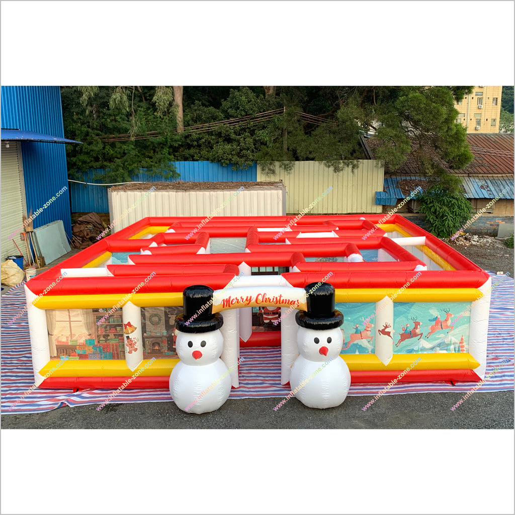 Merry Christmas Snowmen Inflatable Maze Near Me Obstacle Course Games