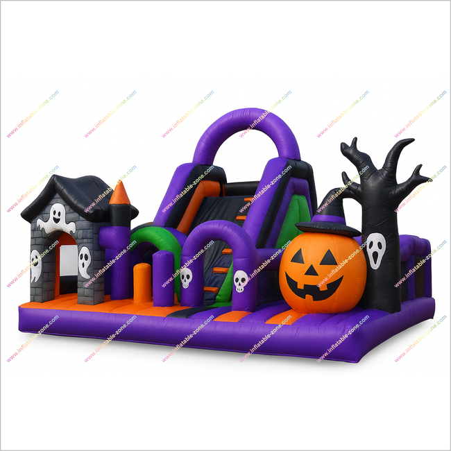 Halloween Themed Bounce House Big Slide Inflatable Obstacle Bouncy Cas
