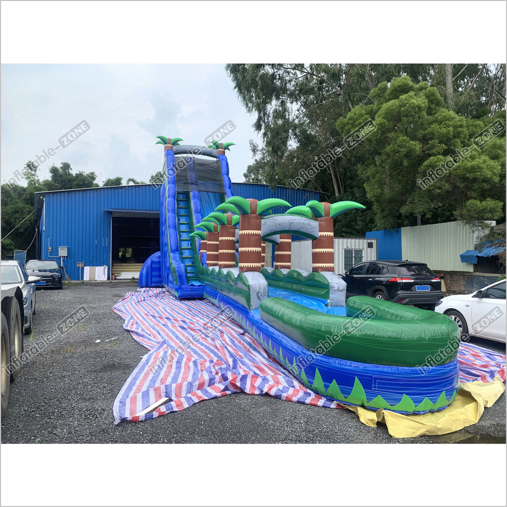 Inflatable Water Slide With Palm Trees Large Outdoor Inflatables Water