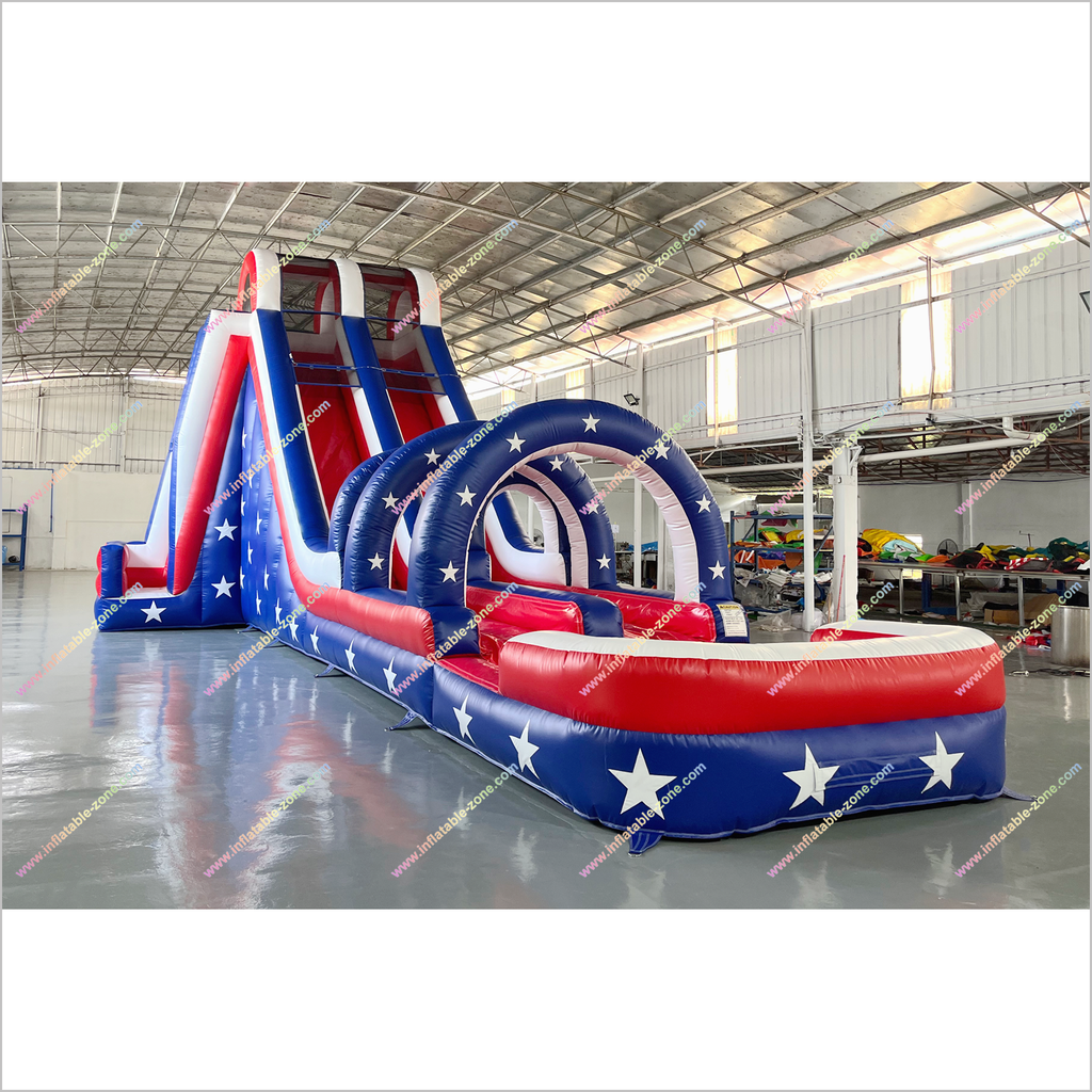 Inflatable Waterslide Rentals Near Me Arch American Flag Double Lane S