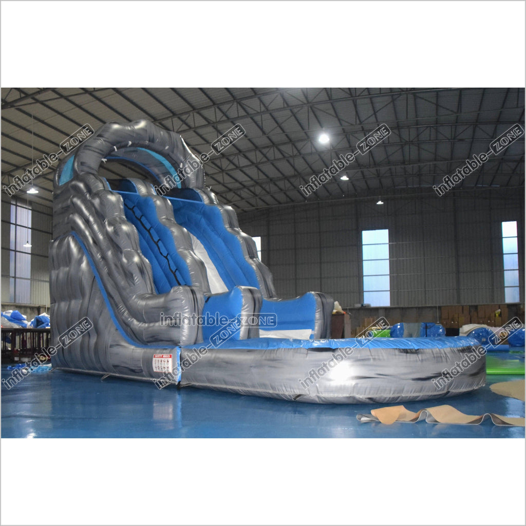 Gray Marble Inflatable Wave Waterslide Kids Pool Birthday Party Water