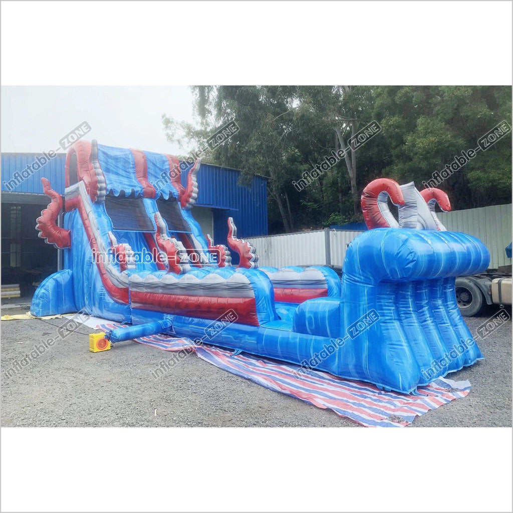 Ocean Theme Large Inflatable Waterslide With Splash Pool Blow Up Slip ...