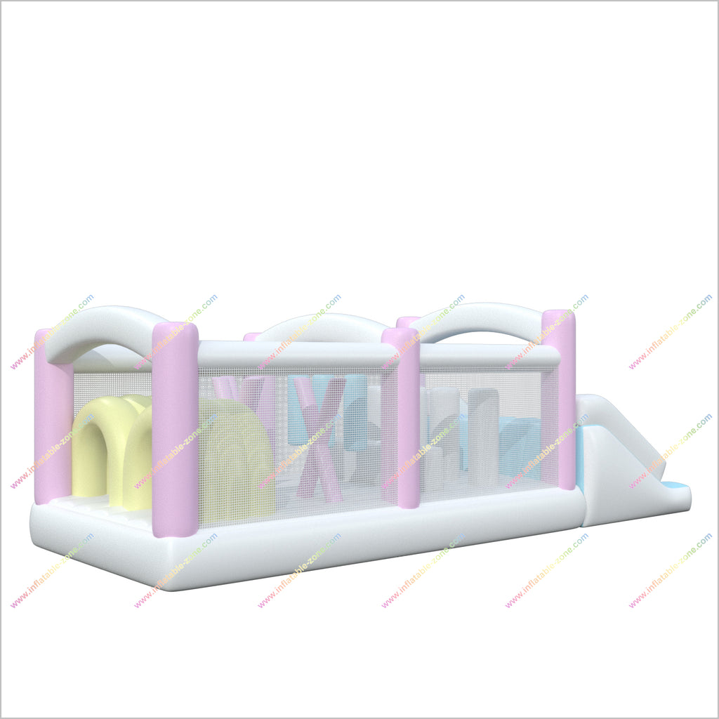 Colorful Pastel Obstacle Course Inflatable Hire Moon Bounce Obstacle C