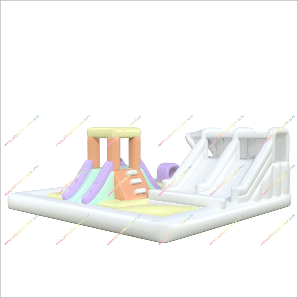 Pastel Bouncy Castle Double Inflatable Water Slides Water Park Bounce