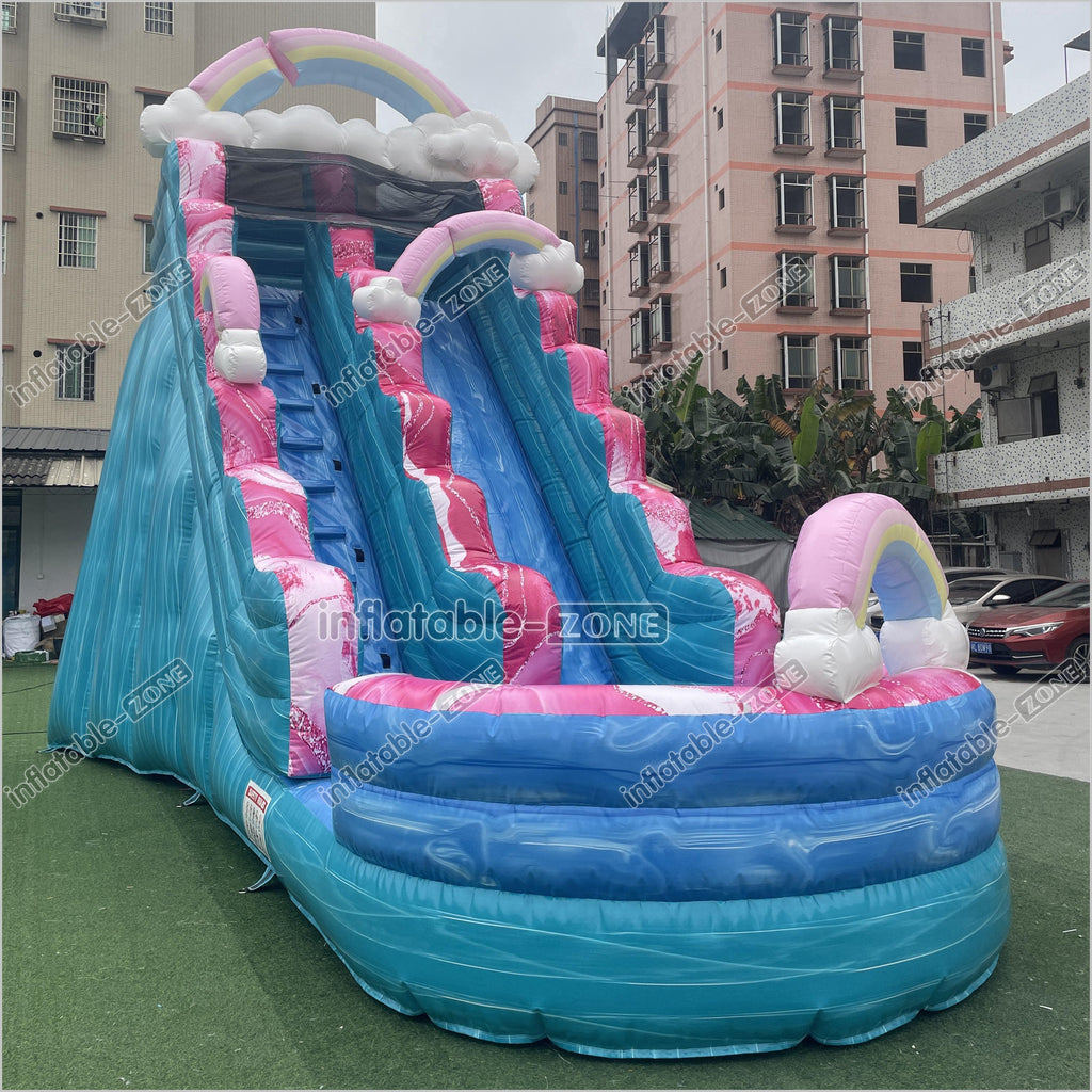 Imperfectly Perfect Rainbow Water Slide Inflatable Bounce Pool Outdoor