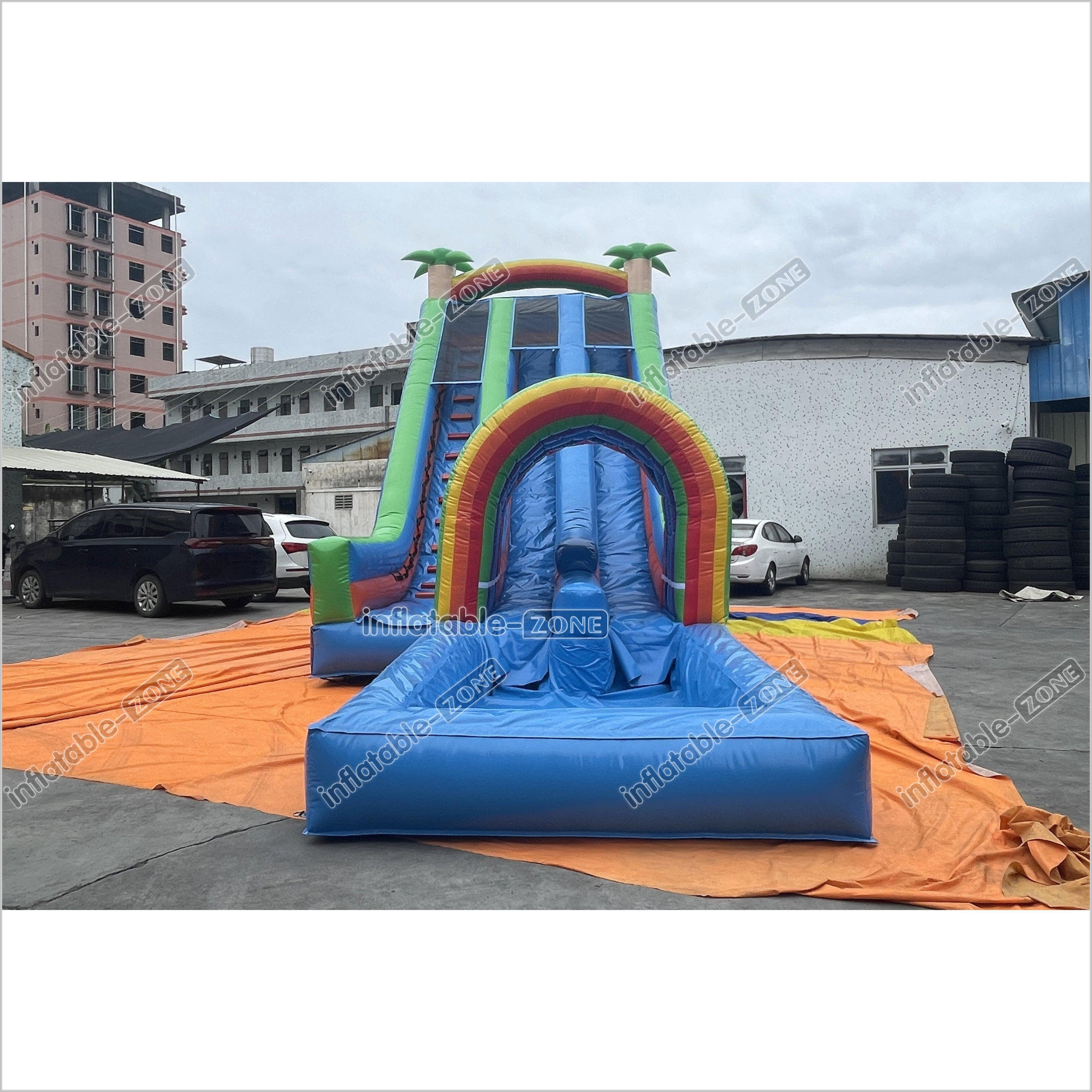 Rainbow Double Splash Water Slides Funny Inflatable Jumping Castle Lar ...
