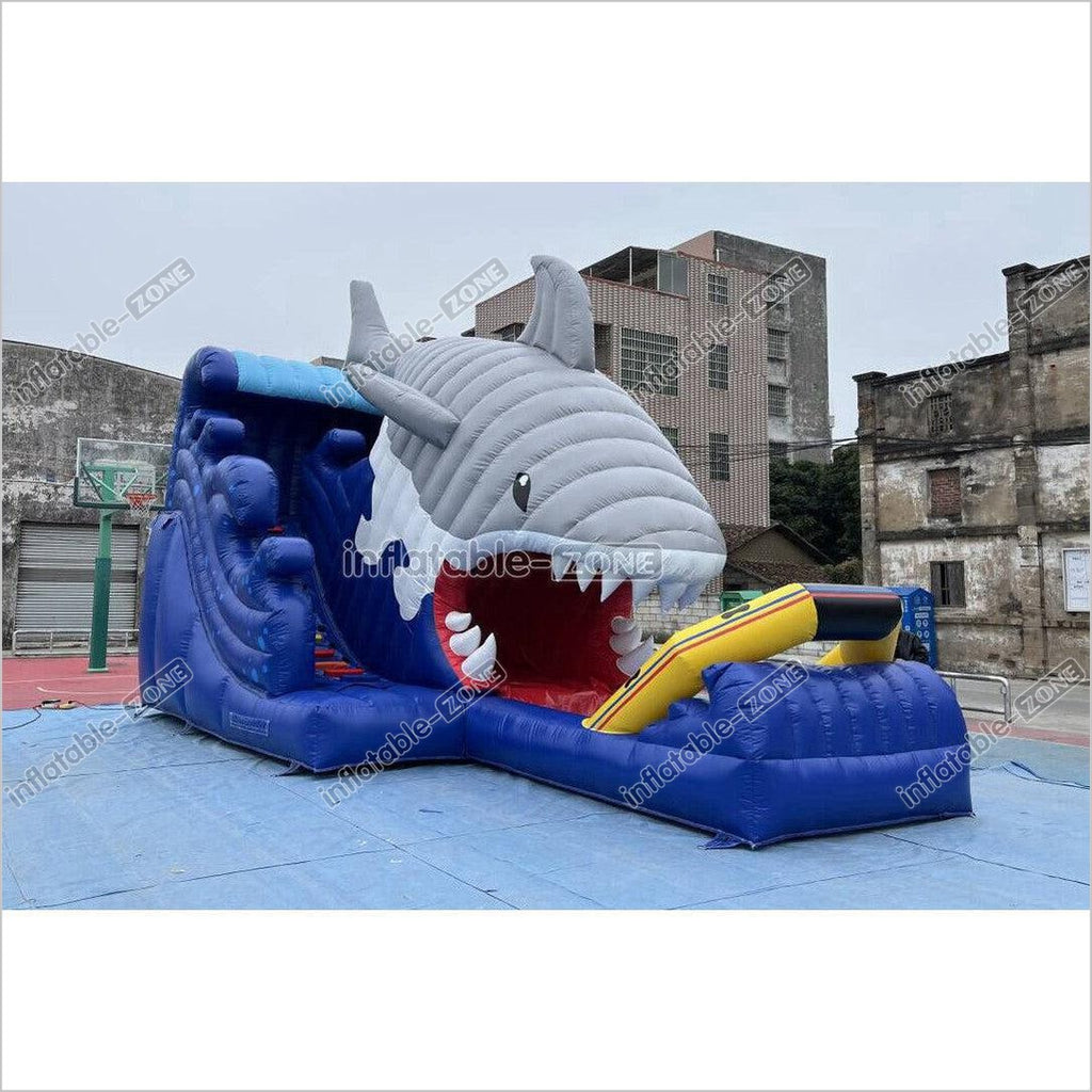 Blow Up Shark Water Slide Commercial Giant Inflatable Waterslide With