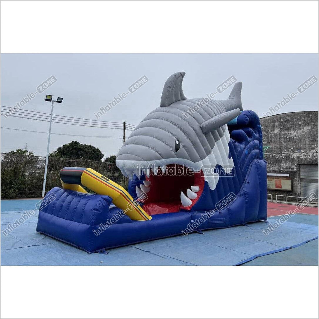 Blow Up Shark Water Slide Commercial Giant Inflatable Waterslide With ...