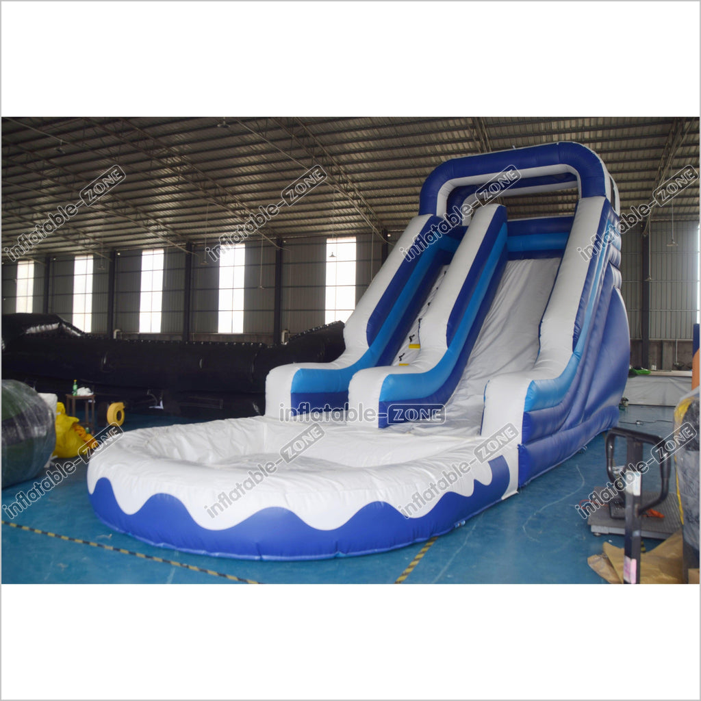 Large Commercial Single Lane Waterslide Blue And White Inflatable Wate