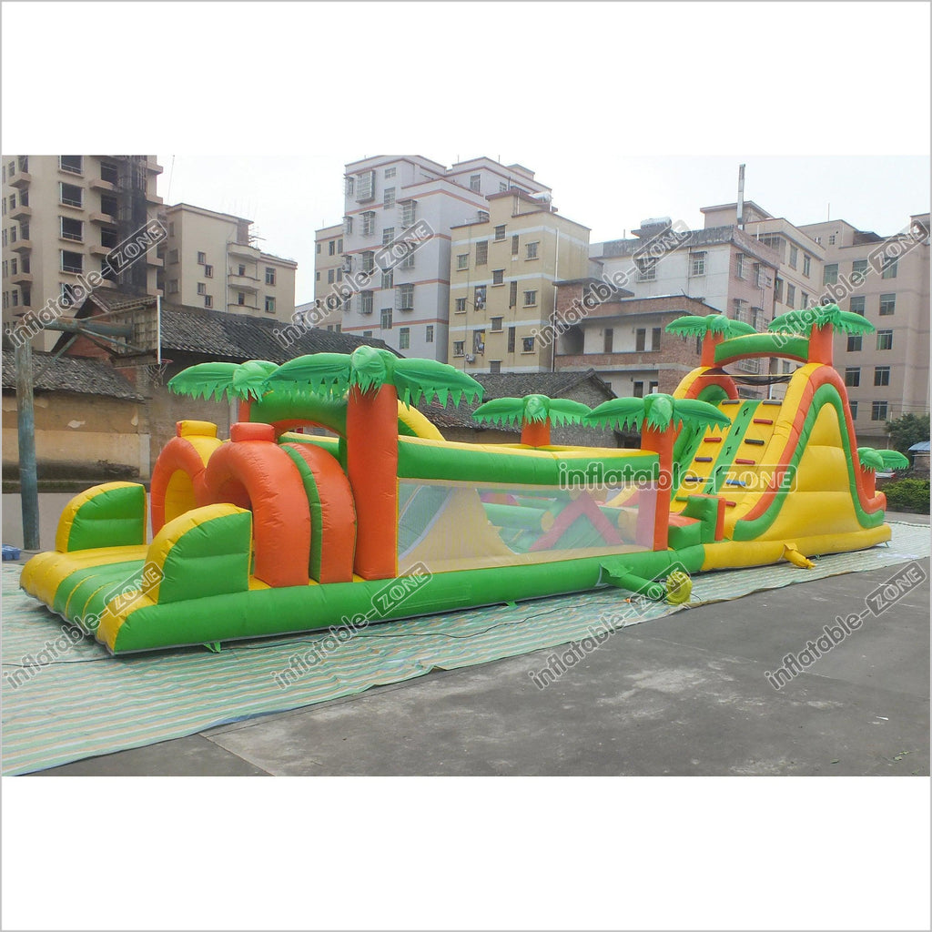 Tropical Obstacle Course Jumper Rental Inflatable Fun Run Assault Cour