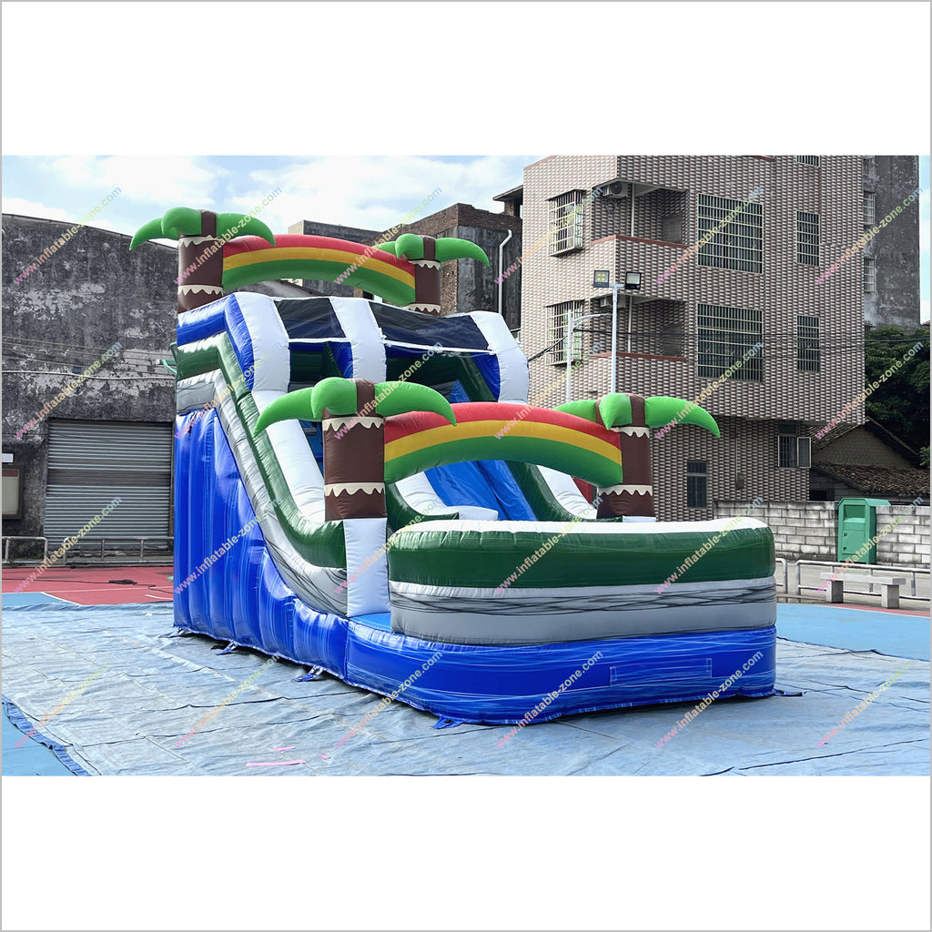 Tropical Palm Trees Inflatable Waterslide Rental Near Me Rainbows Them