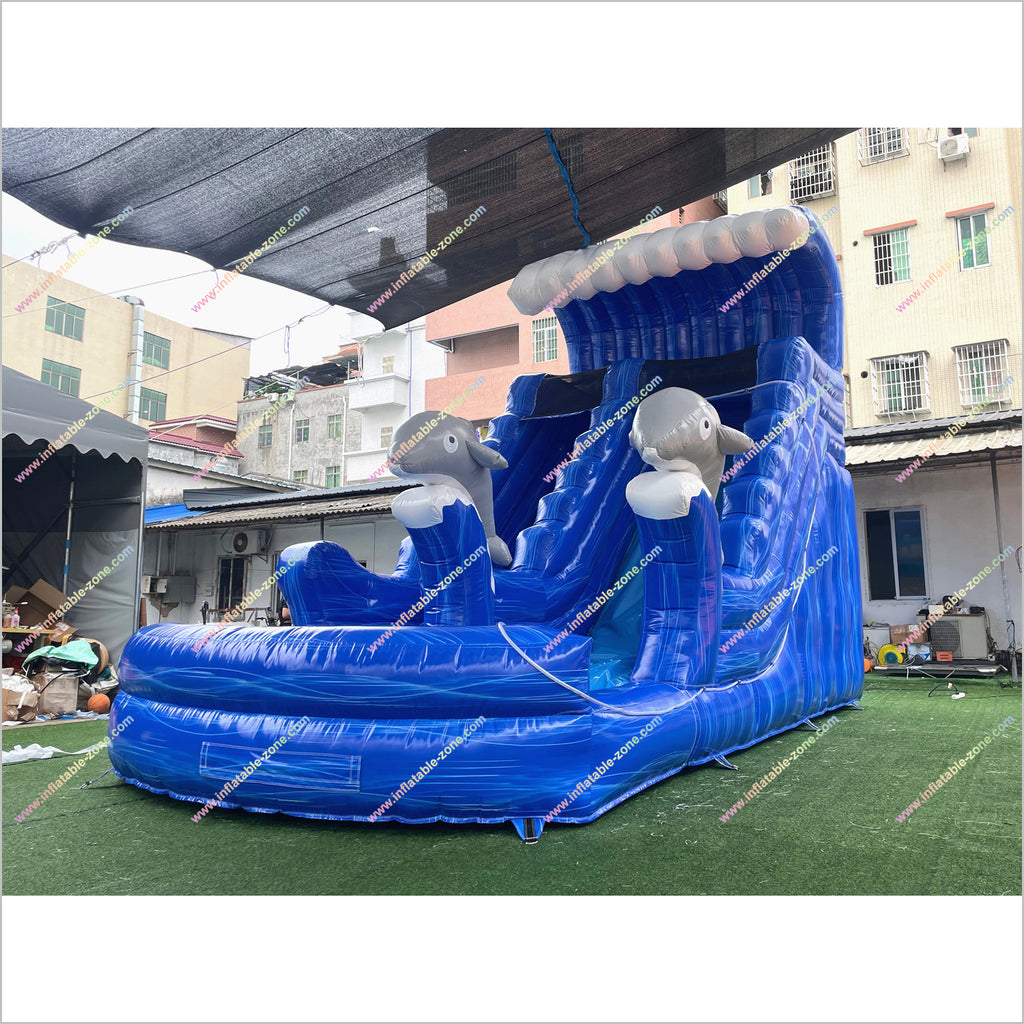 Twin Dolphin Water Slide Inflatables Near Me Ocean Wave Design Big Wat