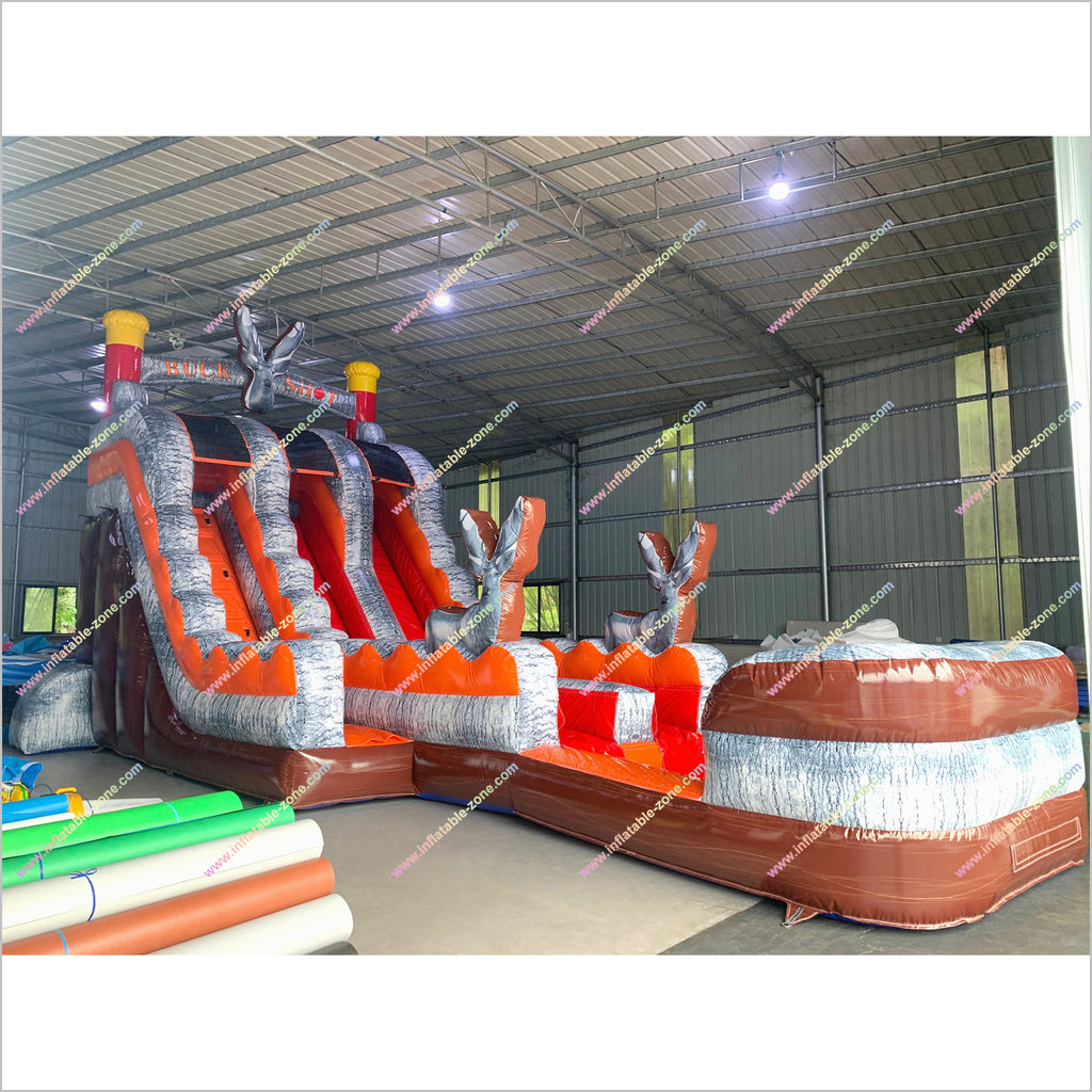 Buck Shot Water Slide Long Inflatable Castle Pool Indoor Party Bouncy