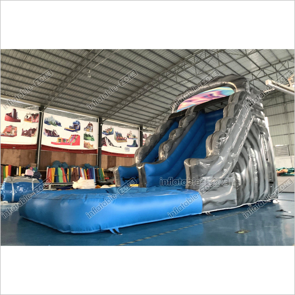 Commercial Indoor Wavy Marble Water Slide Kids Large Inflatable Wet Dr