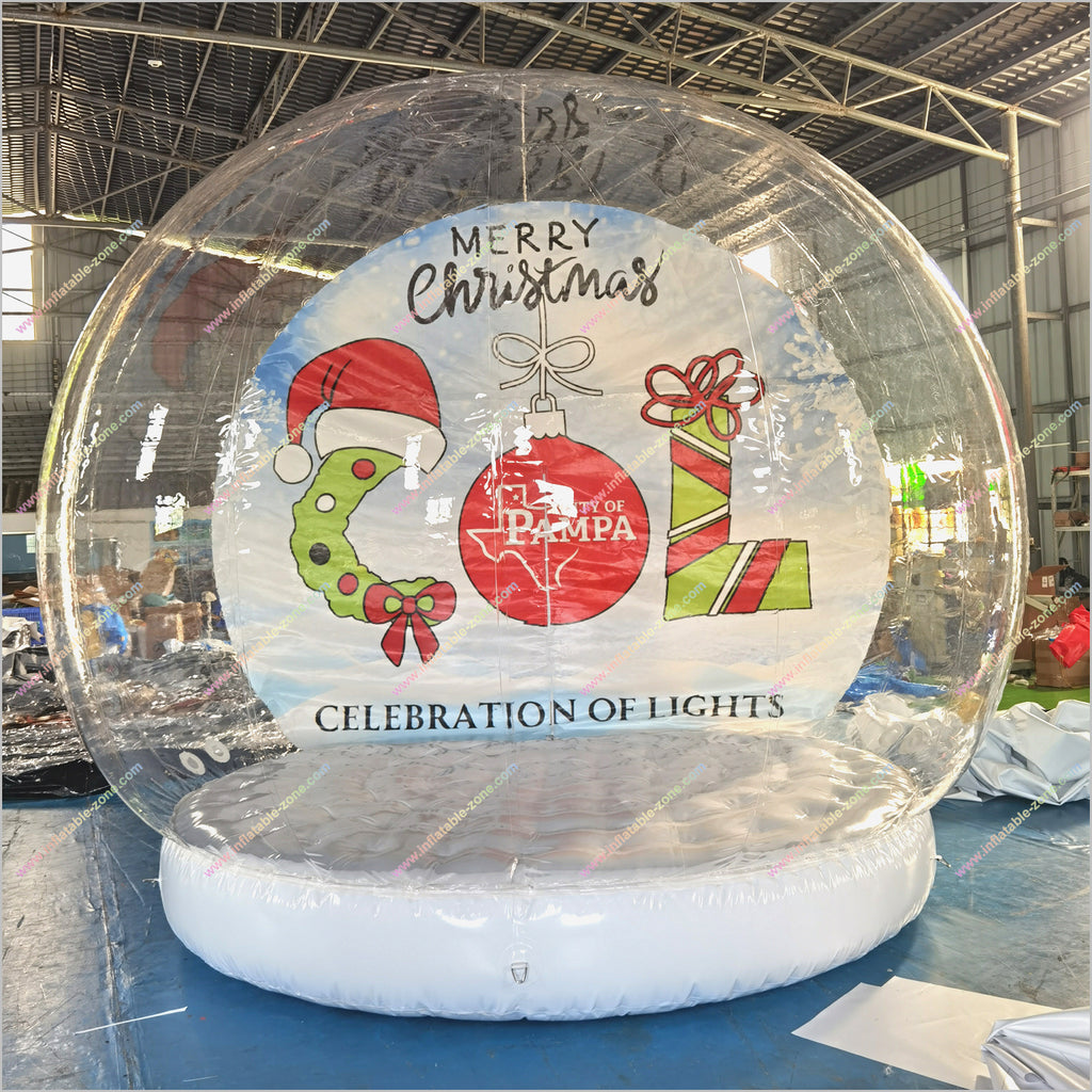 White Snow Globe Inflatable Christmas Decorations Blow Up Dome Tent Sn