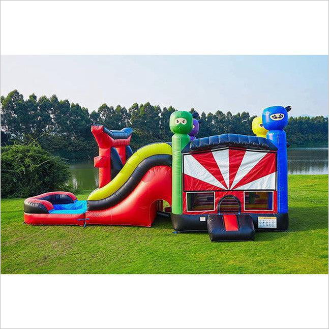 Ninja Bounce House With Water Slide Combo Jump For Fun Party Inflatabl