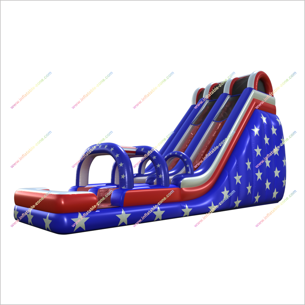 20 Foot American Flag Inflatable Water Slide Jumper Arch Blow Up Doubl