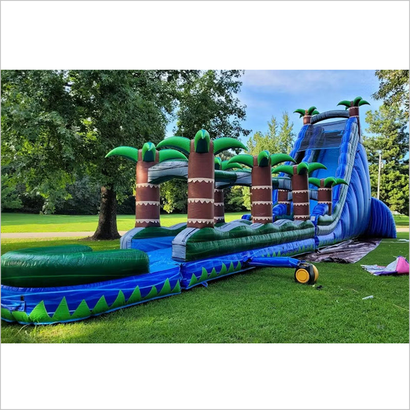 Commercial Tropical Waterslide Large Inflatable Slip And Slide Big Bou
