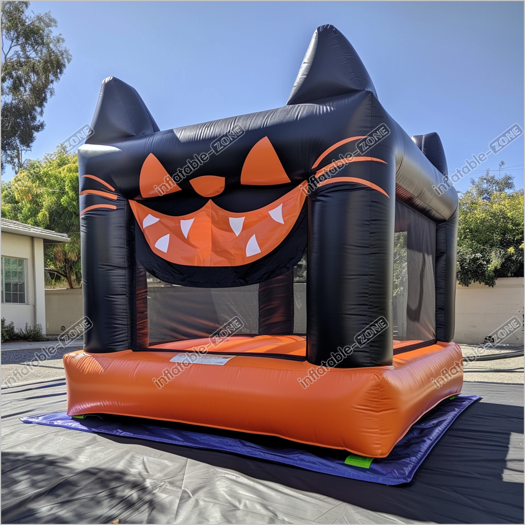 Spooky Inflatable Black Cat Halloween Bounce House Near Me Happy Hop C