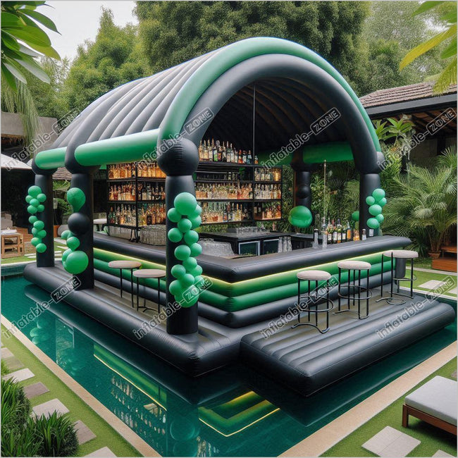 Coolest Black Inflatable Pool Bar Float Inflatable Pub House Tent Blow