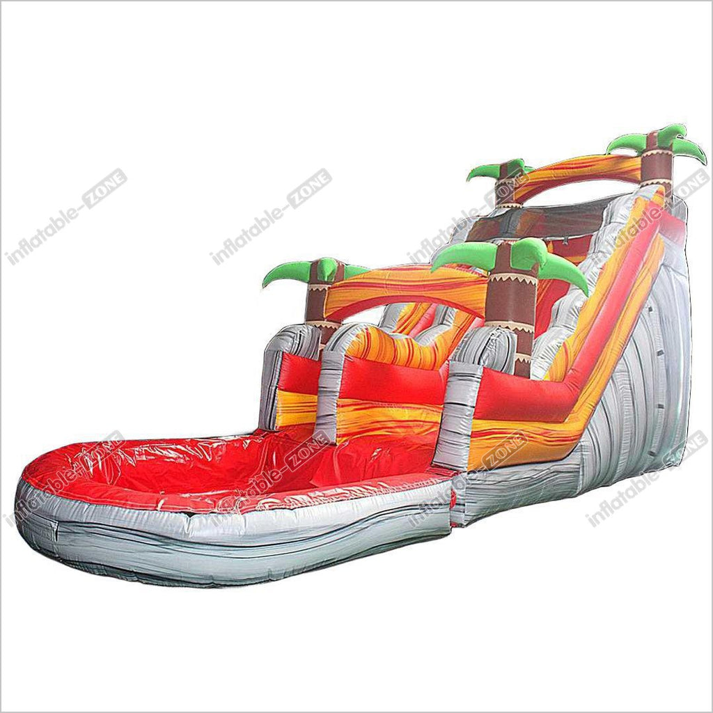 Lava Rush Water Slide Tropical Inflatable Waterslide With Pool For Bac
