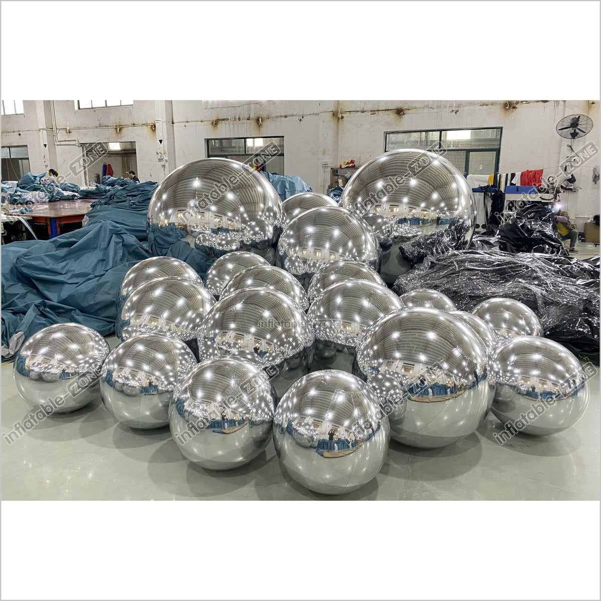 Full Silver Color Inflatable Mirror Ball Big Shiny Giant Inflatable Ba ...