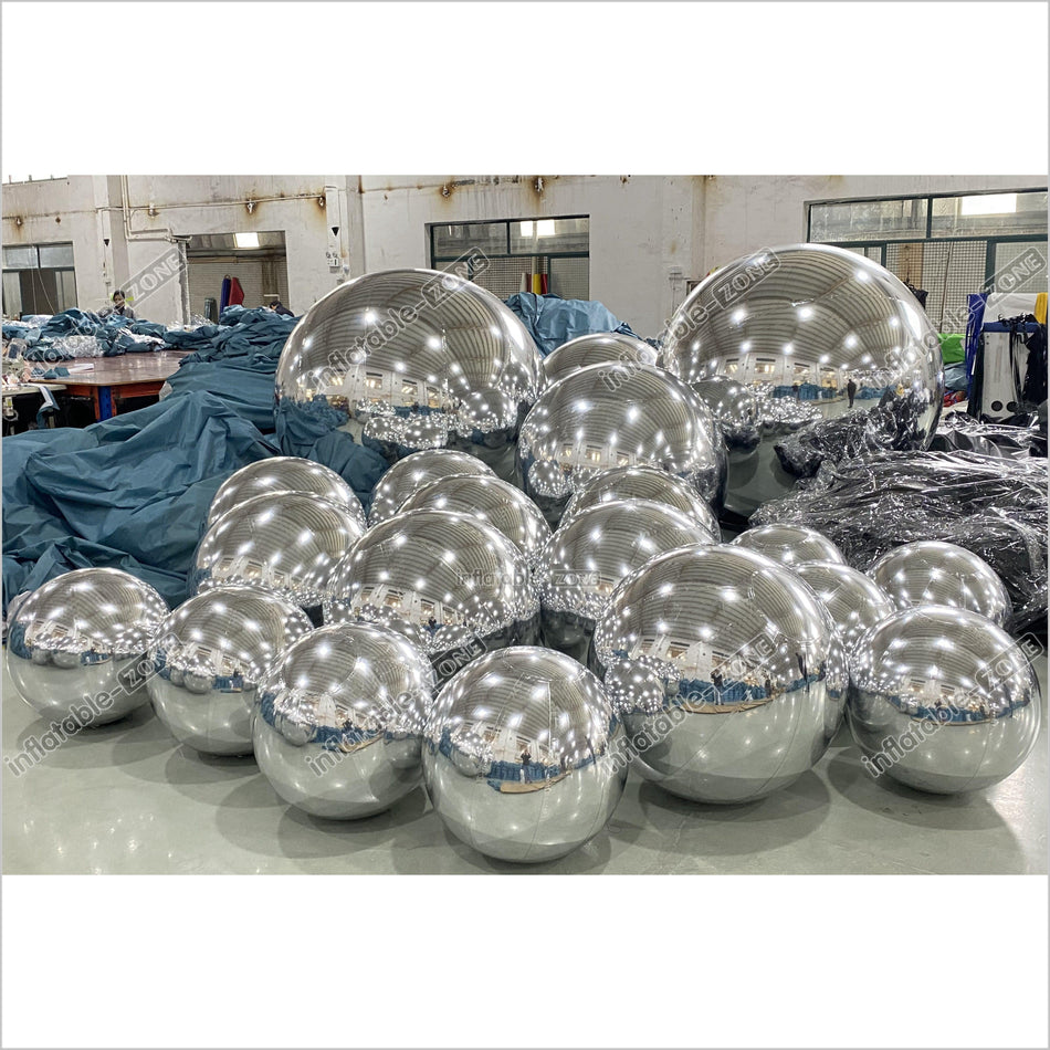 Full Silver Color Inflatable Mirror Ball Big Shiny Giant Inflatable Ba