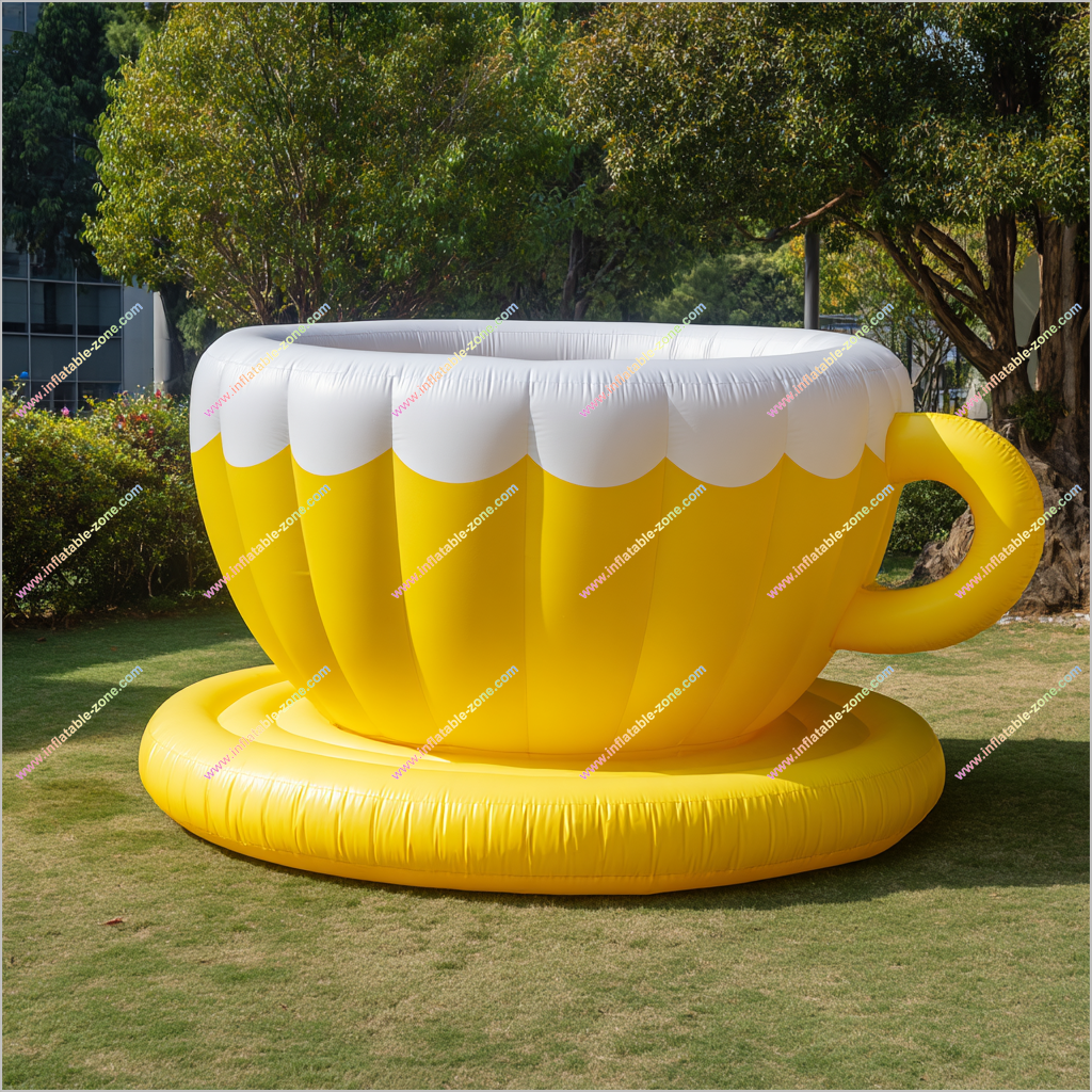 Entertainment Fun Inflatable Teacup Pool Yellow White Teacup Shape Swi