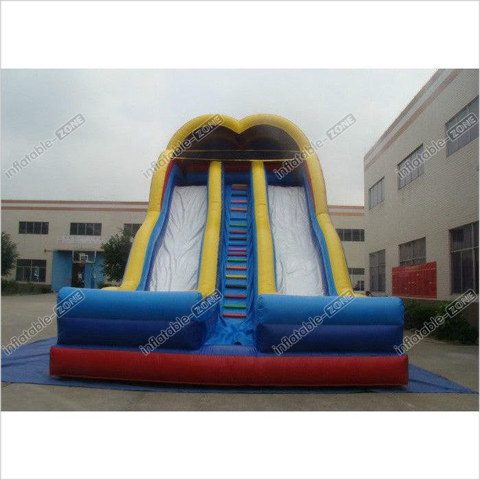 Diapositivas de doble seca inflable colorida para niños y tobogán seco
