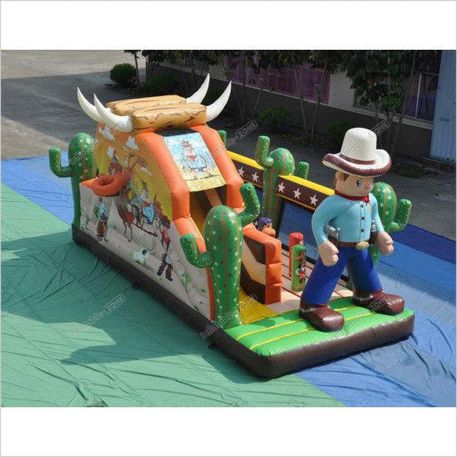 PVC Inflatable West Cowboy Themed Dry Slide For Swimming Pool ...