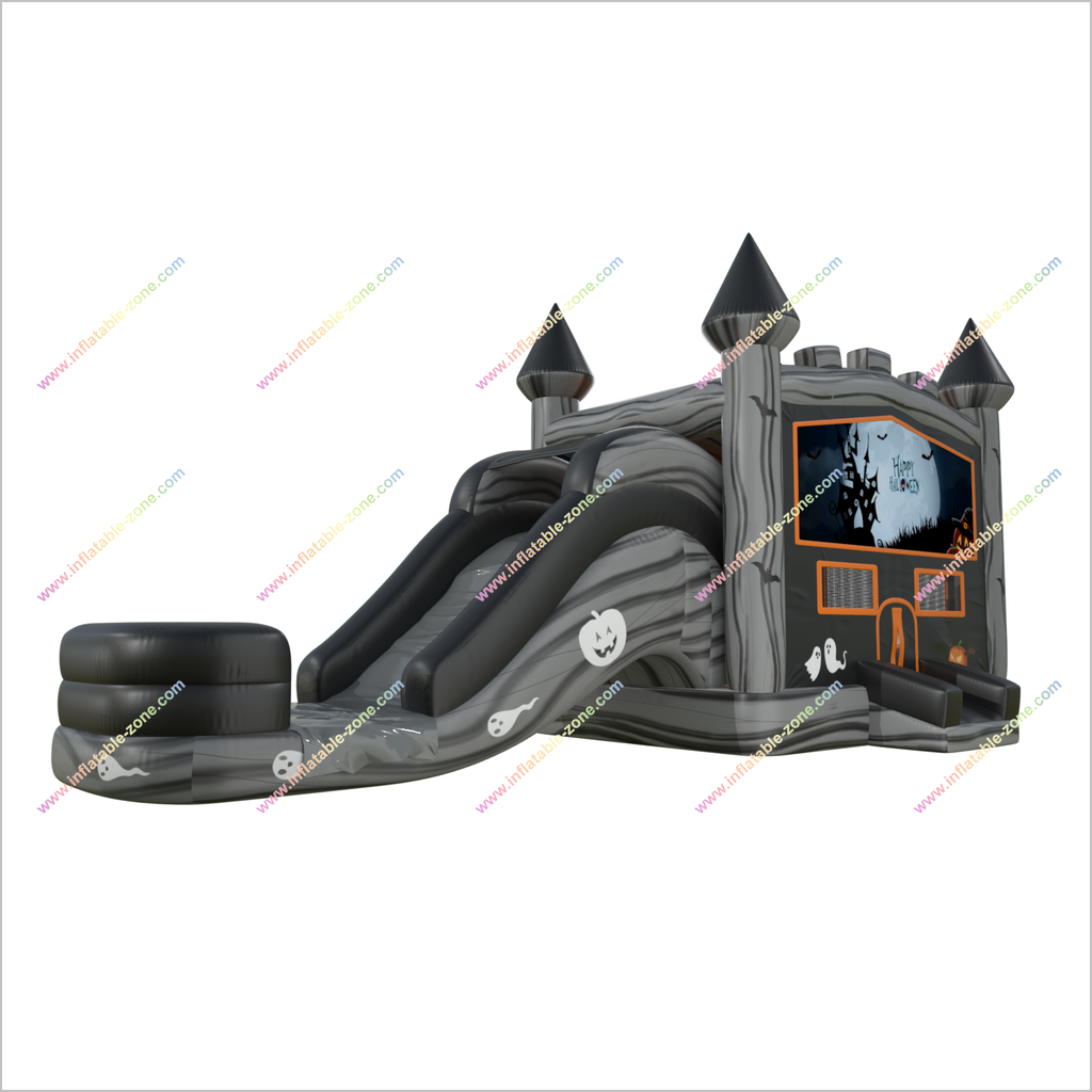 Spooky Inflatable Halloween Scary Bouncy Castle Combo Slide Inflatable