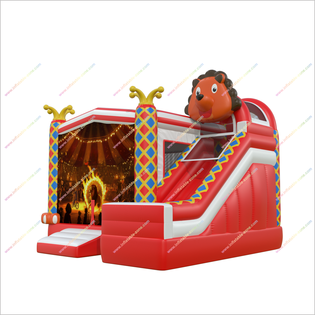 Circus Clown Inflatable Bounce House And Slide Combo Jumpers For Rent