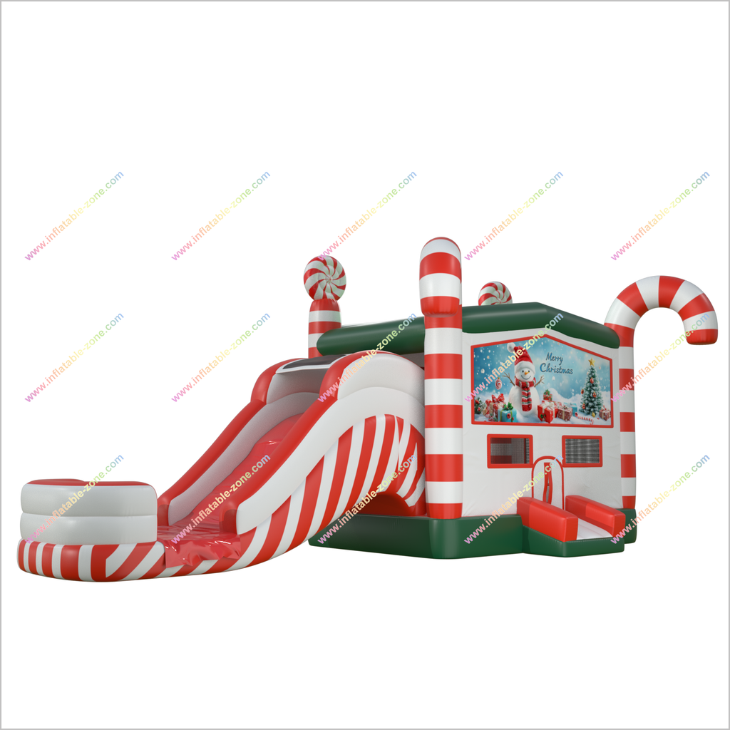 Christmas Candy Cane Bounce House And Water Slide Combo Bouncy Castle