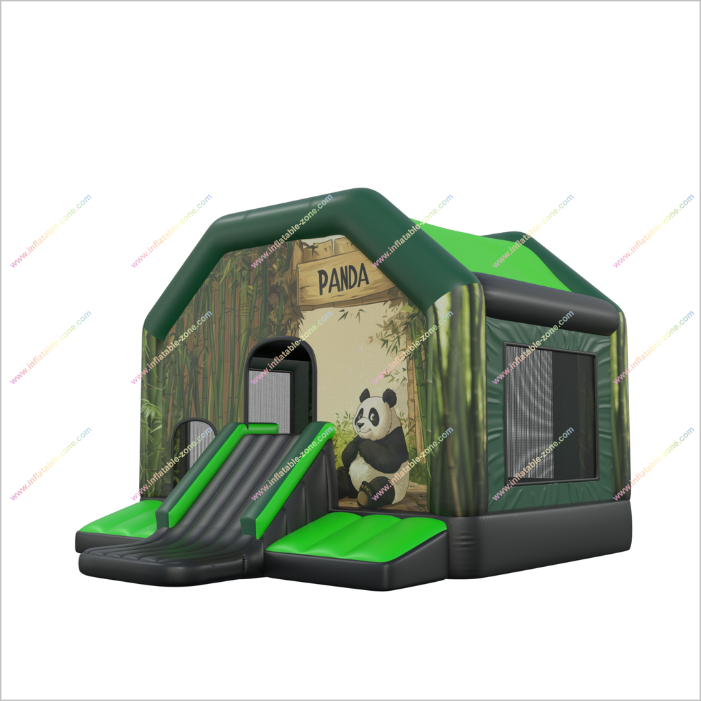 Panda Theme Inflatable Castle With Slide Bouncing Near Me Bamboo Jungl